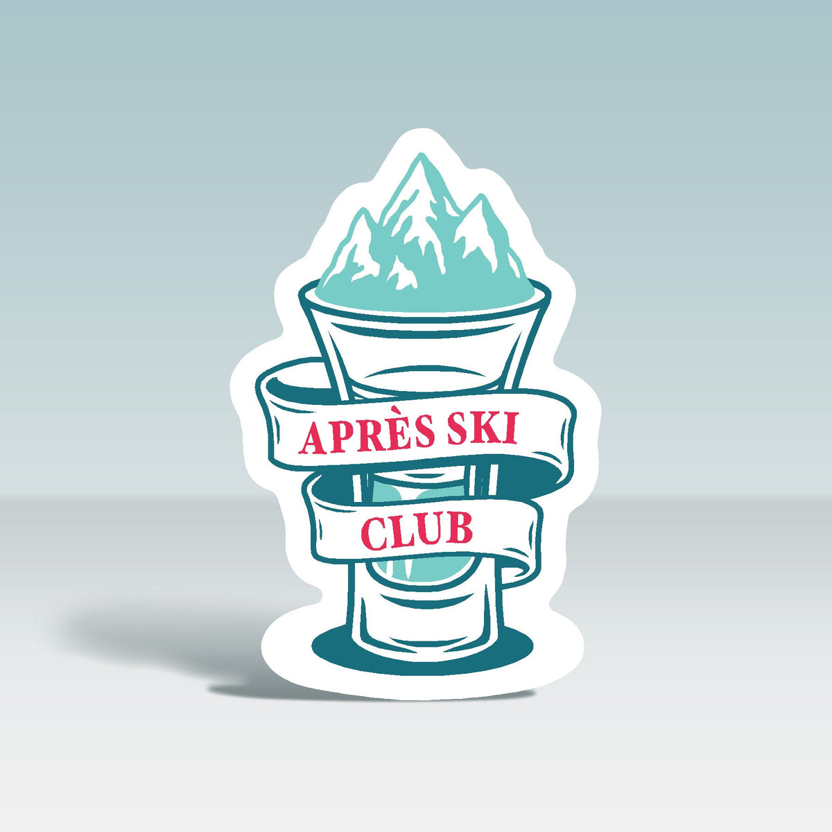 APRES SKI CLUBMOUNTAIN IN GLASS - SKI020 | High-Quality Stickers ...